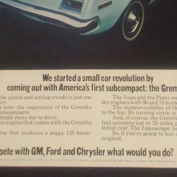 Vintage | Accents | 97s Vintage Amc Gremlin Print Advertisement | Poshmark